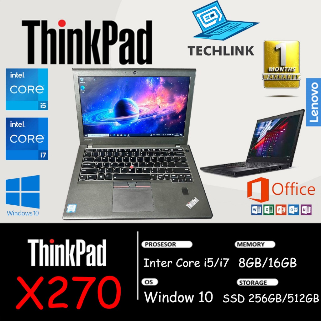 Jual Laptop Lenovo Thinkpad X270 Core i5 Gen7 RAM 8/16GB SSD 128/256 ...