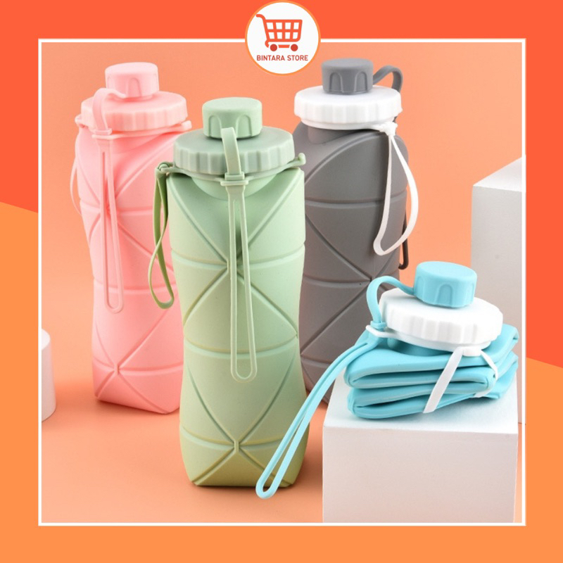 Jual Botol Air Minum Lipat 600ml Bahan Silikon Portabel Reusable ...