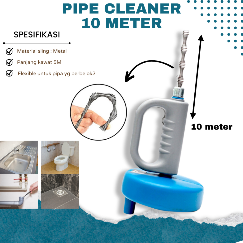 Jual Pipe Cleaner 10 Meter Alat Pembersih Pipa 10 Meter Stik Pembersih ...
