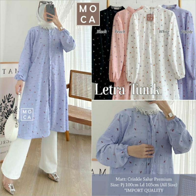 Jual LETRA tunik - Set tunik crinkle salur premium Ld 105cm ( all size ...