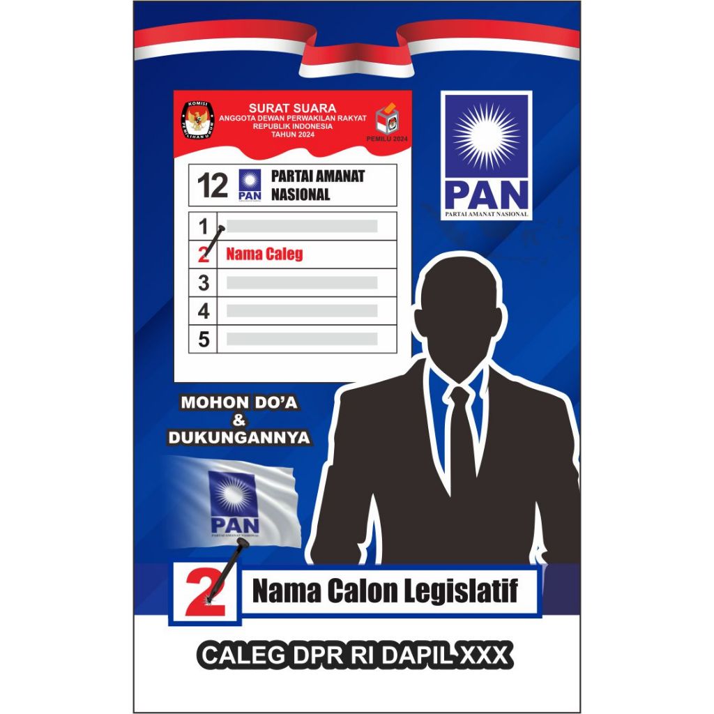 Jual PAKET 500 PCS STICKER CALEG PEMILU 2024 UKURAN 9 X 6 CM FREE ...