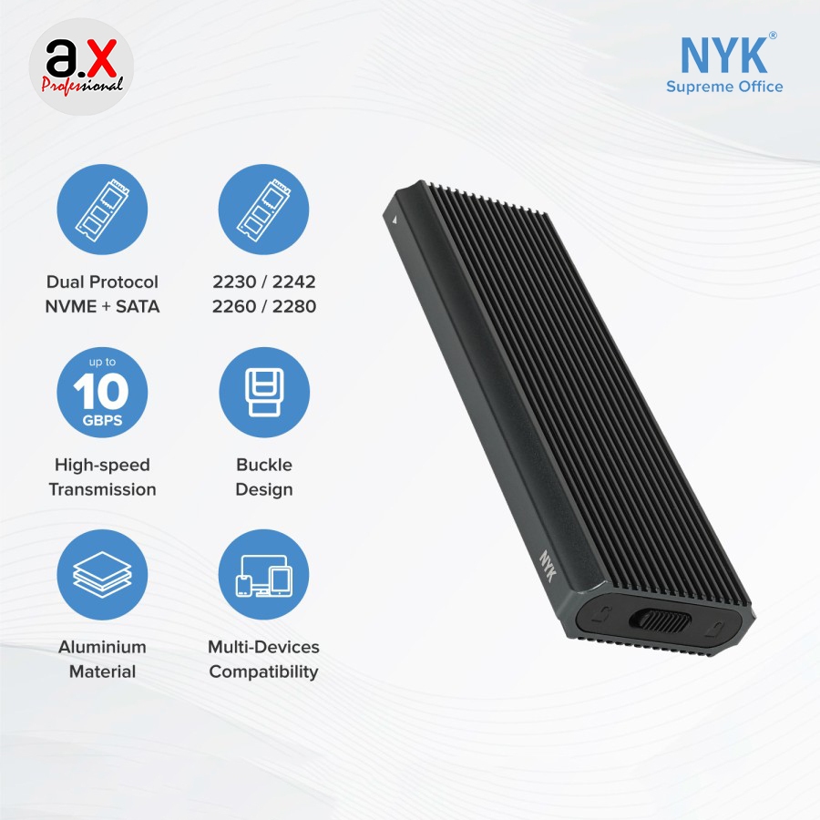 Jual Enclosure Casing SSD NvME M.2 NVMe SATA NYK Dual Protocol S3 ...