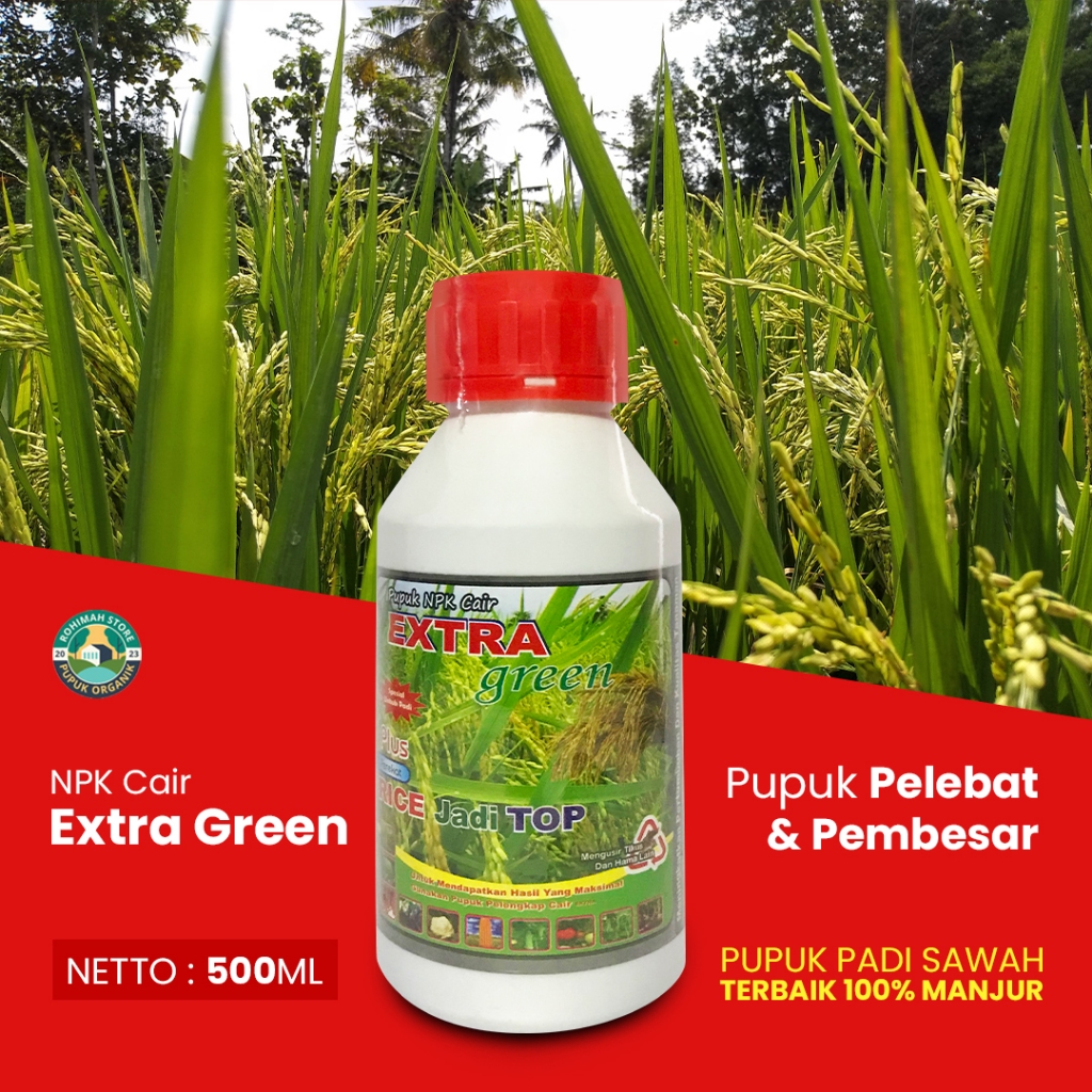 Jual pupuk npk cair extra green RICE TOP pupuk pelebat dan pembesar buah padi jadi berbobot anti ...