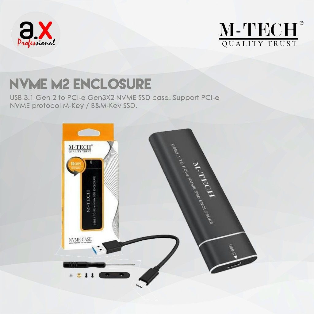 Jual CASE SSD Enclosure Casing SSD M2 NVME M-TECH USB 3.1 to M.2 NVME ...