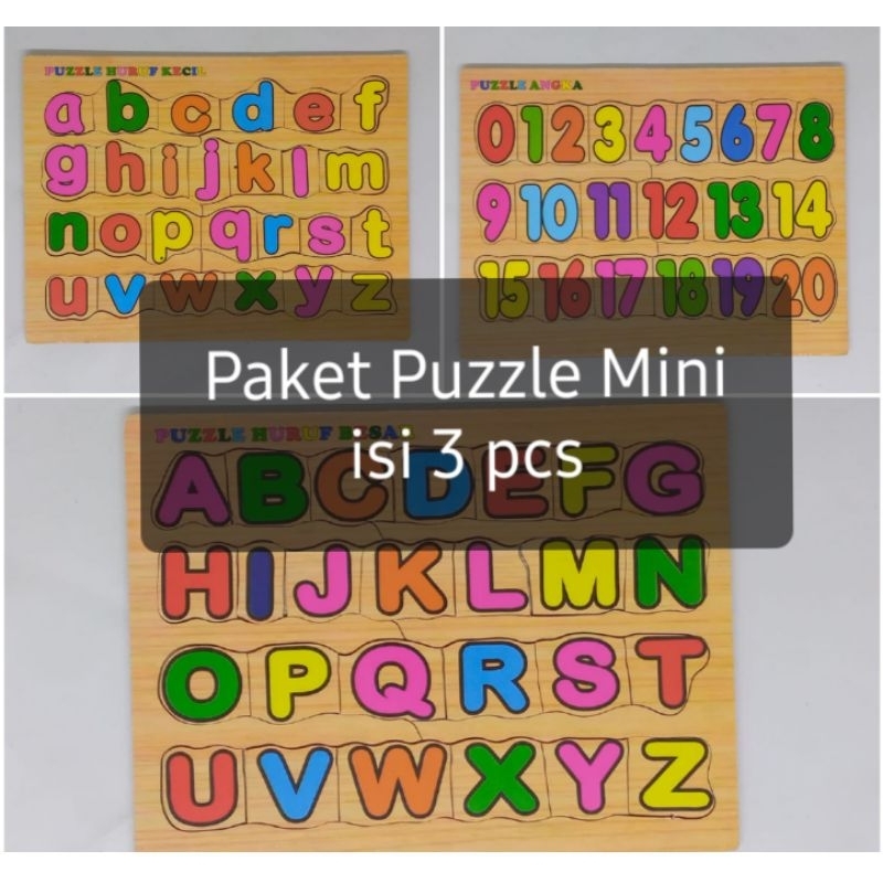 Jual Paket Puzzle Mini isi 3 Pcs Huruf Besar Huruf kecil Angka - Mainan ...