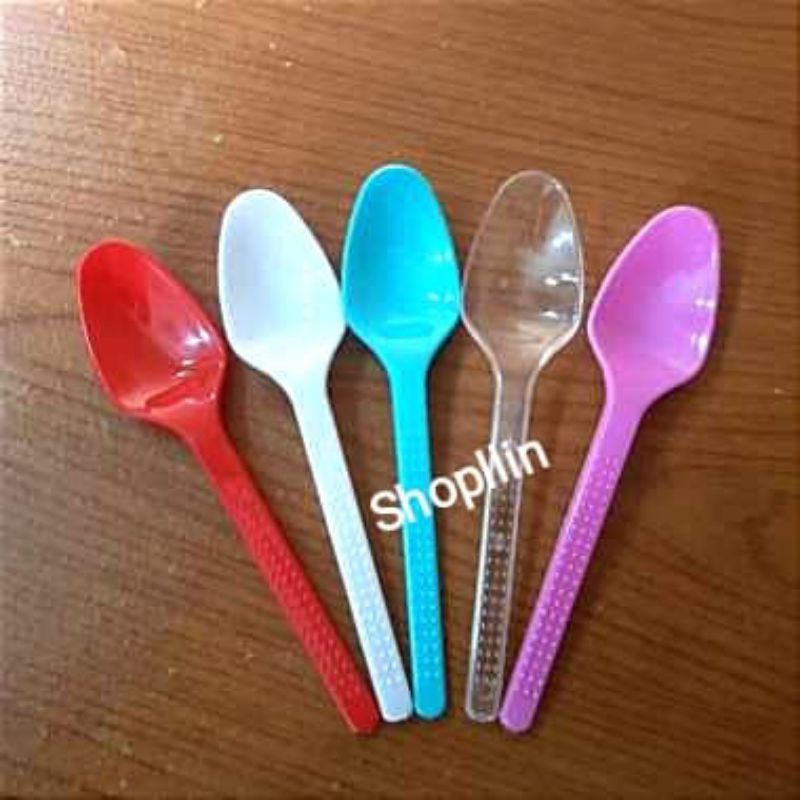 Jual ( 50pcs ) Sendok Puding Sedang / Sendok Es cream / sendok plastik ...