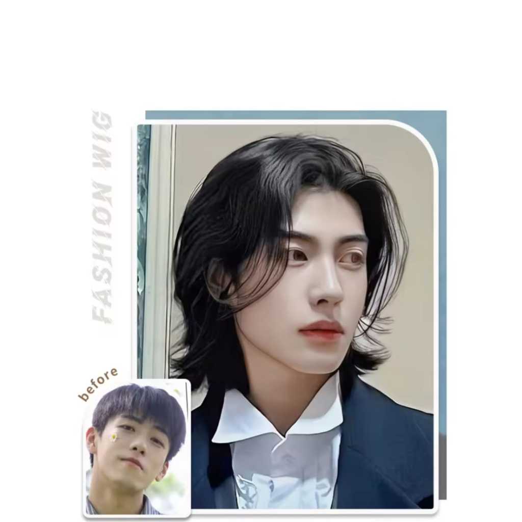 Jual Wig Pria Gondrong Lurus Warna Hitam Alami Model Pria F4 | Shopee ...