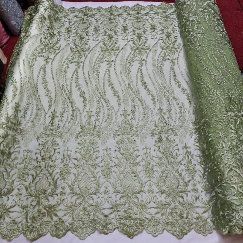 Jual TILE BORDIR TEBAL / Tile Brokat Bordir Pinggiran atas bawah / kain ...