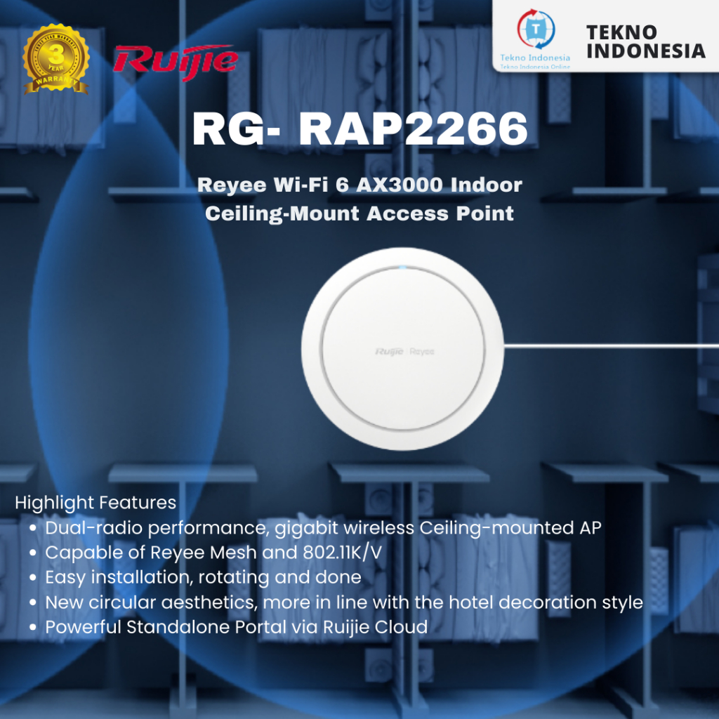 Jual Ruijie Reyee RG-RAP2266 Wifi 6 AX3000 Ceiling Mount Access Point ...