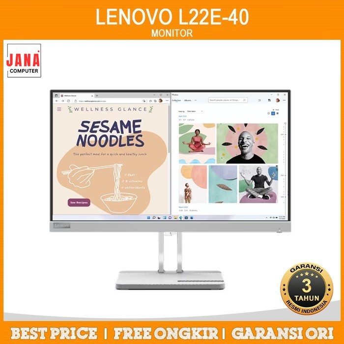 Jual LED Monitor Lenovo L22e-40 22" FHD VA 4ms 75Hz HDMI VGA VESA ...