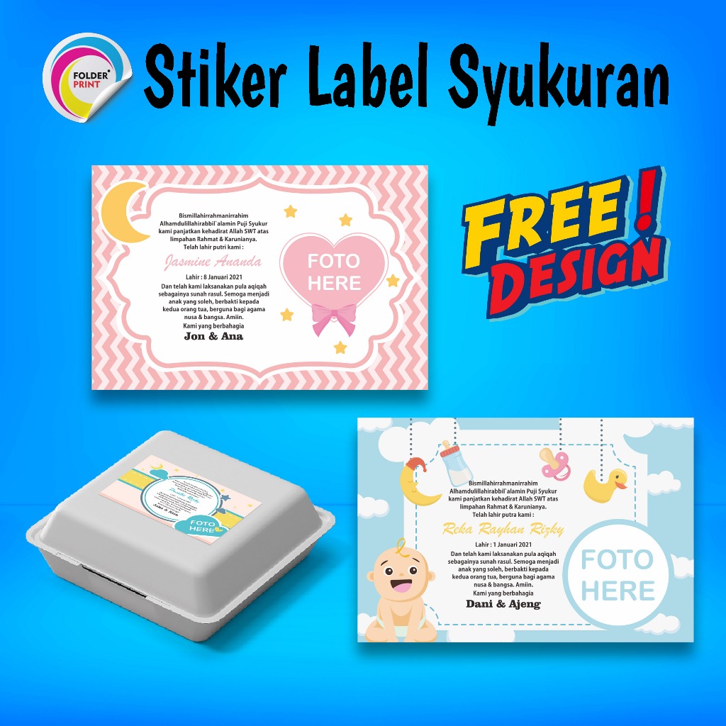 Jual Stiker Label Syukuran Aqiqah Kelahiran Anak Free Design | Shopee ...