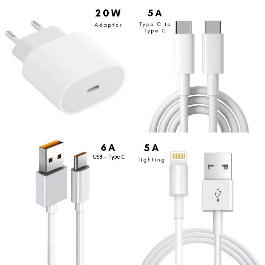 Jual Kabel USB Type C dan Micro Lightning 6A Cable Fast Charging Quick ...