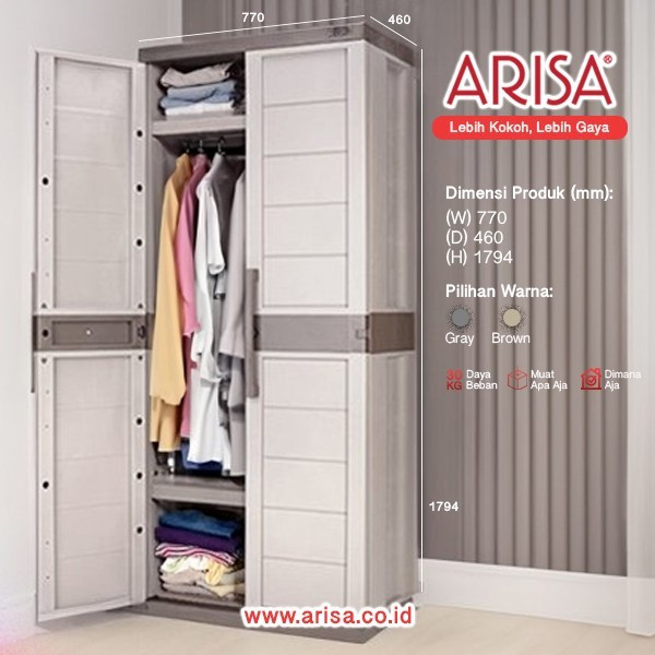 Jual Lemari Pakaian Plastik Minimalis Dua Pintu Arisa CA 202 A Original | Shopee Indonesia