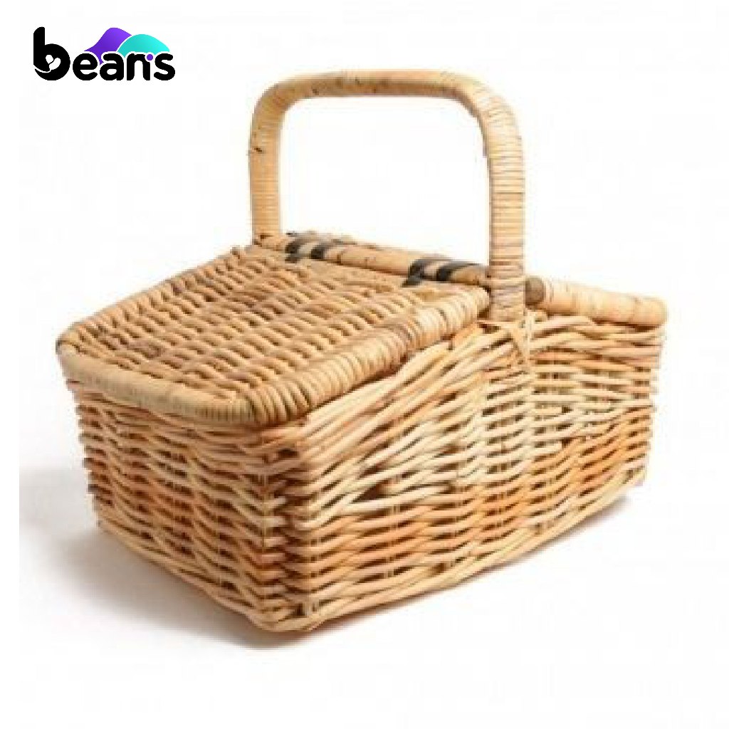 Jual Keranjang Piknik Rotan – Picnic Basket Estetik Handmade | Beans ...