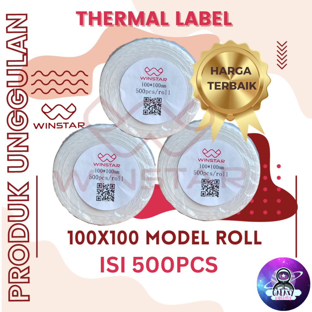 Jual LABEL STICKER THERMAL 100x100 ISI 500 LEMBAR BARCODE UKURAN A6 ...