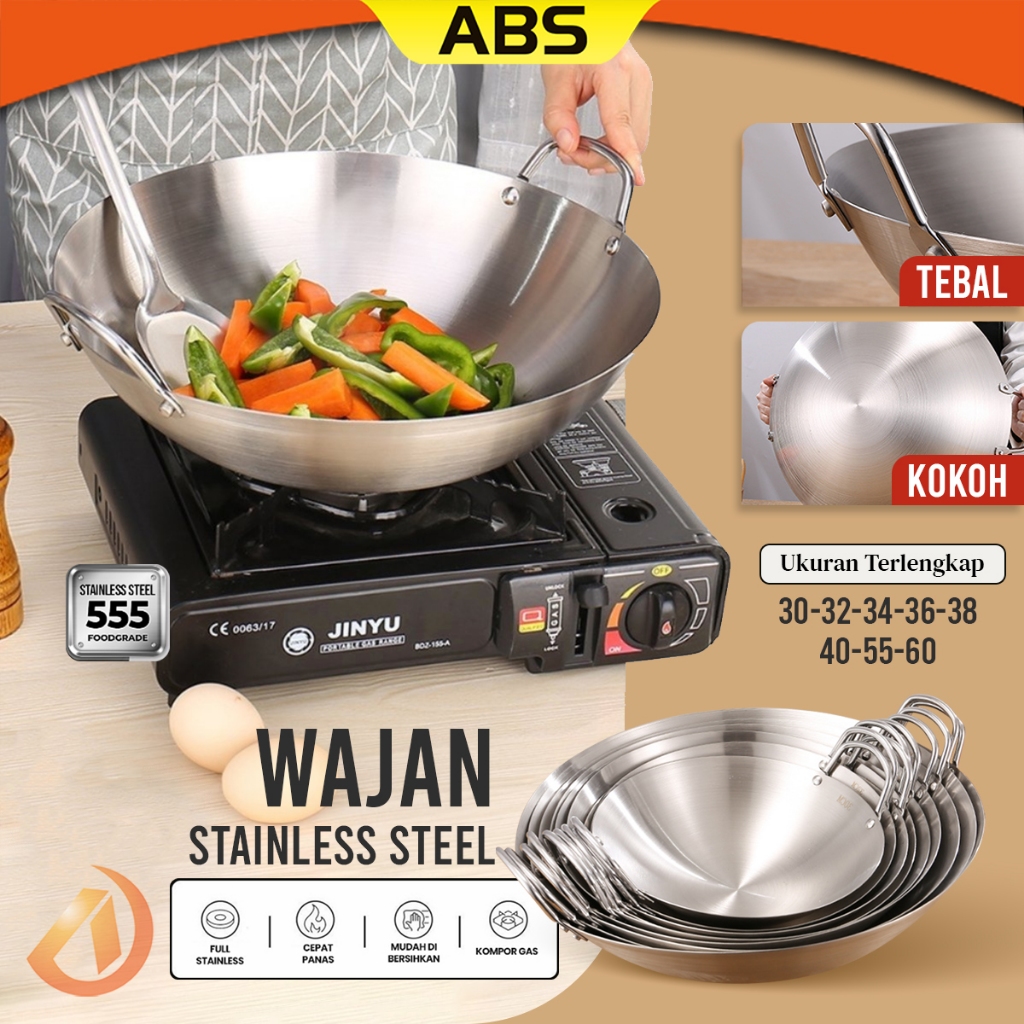 Jual ABS HONGZHUO Wajan Stainless 555 Tebal Mempunyai 9 Ukuran dengan ...