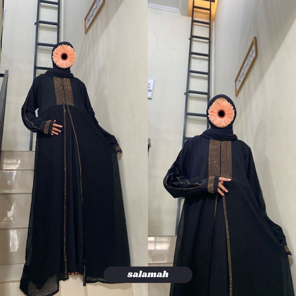 Jual Abaya Dubai Salamah Jetblack | Shopee Indonesia