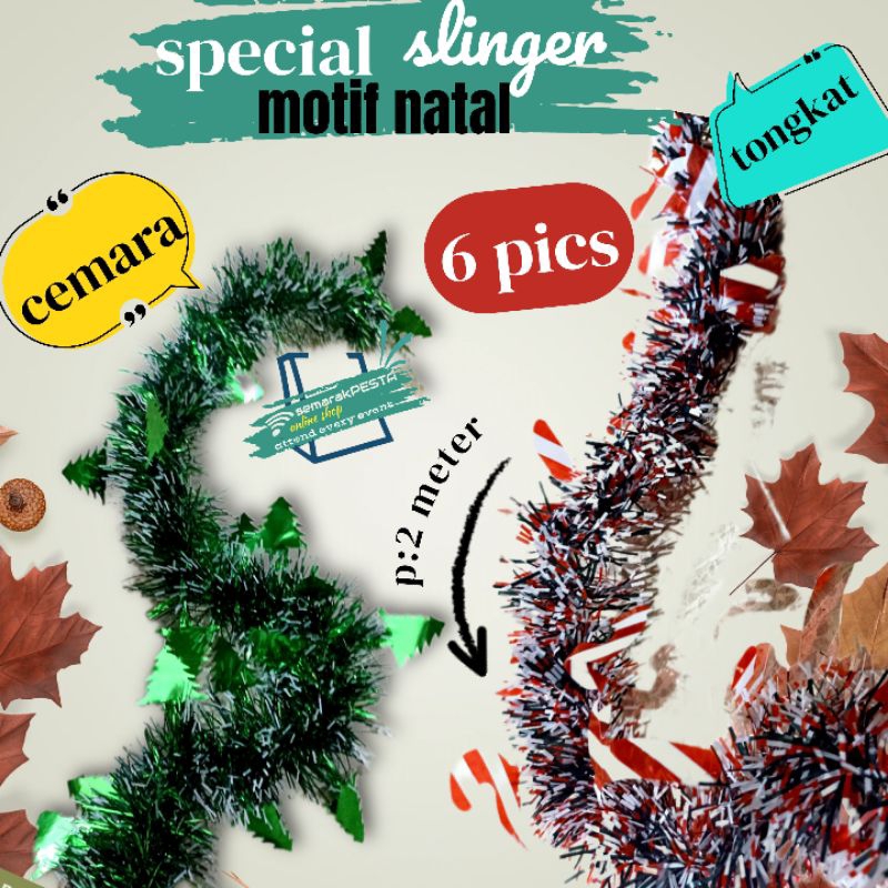 Jual (6pics)slinger spesial motif natal, slinger natal, slinger merry ...