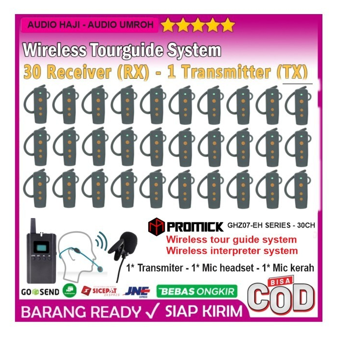 Jual Earpiece Wireless Tour Guide and Interpreter System 30CH PROMICK GHZ07 - Audio Tour Travel ...