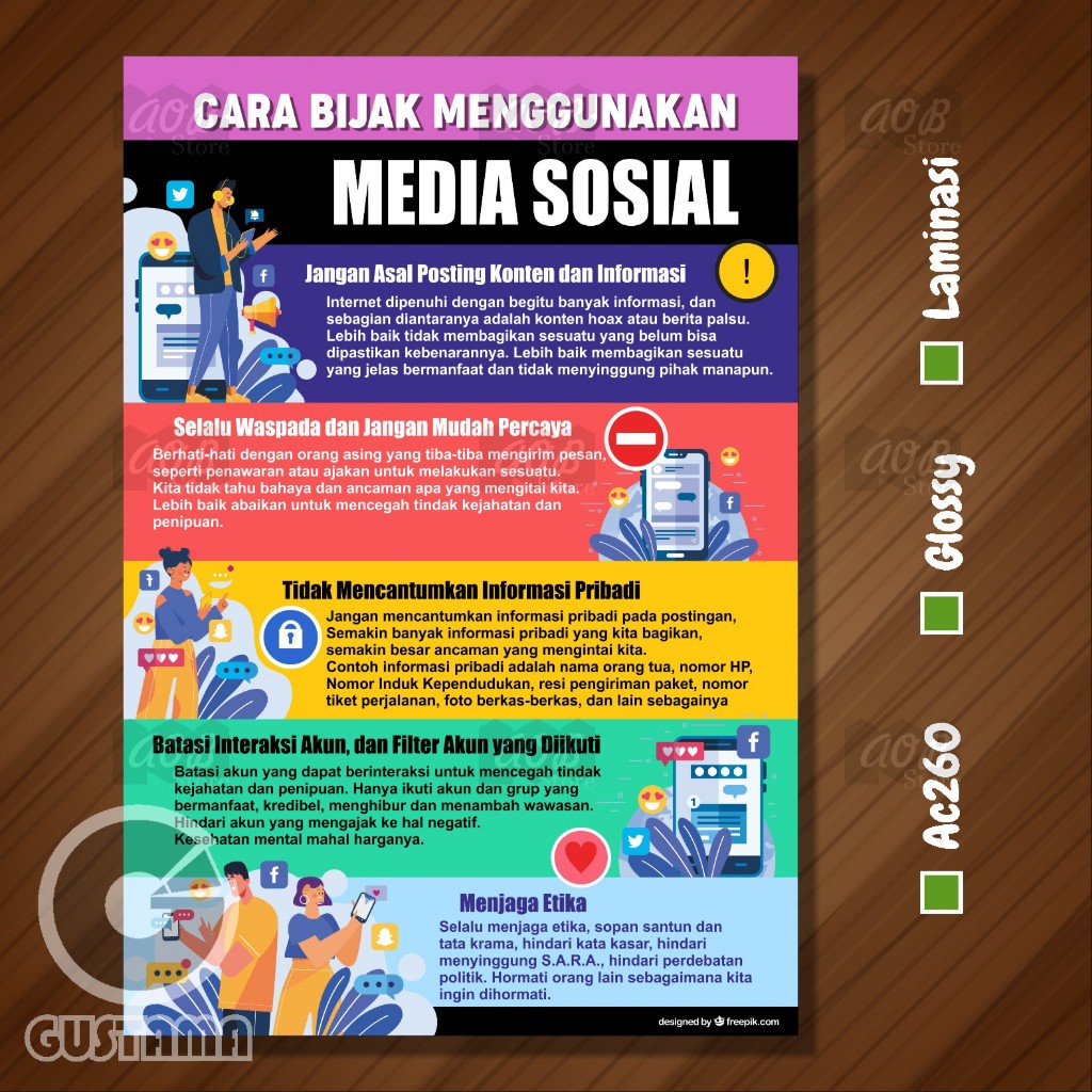 Jual Poster Bijak Menggunakan Media Sosial, Laminasi Glossy A3 | Shopee Indonesia