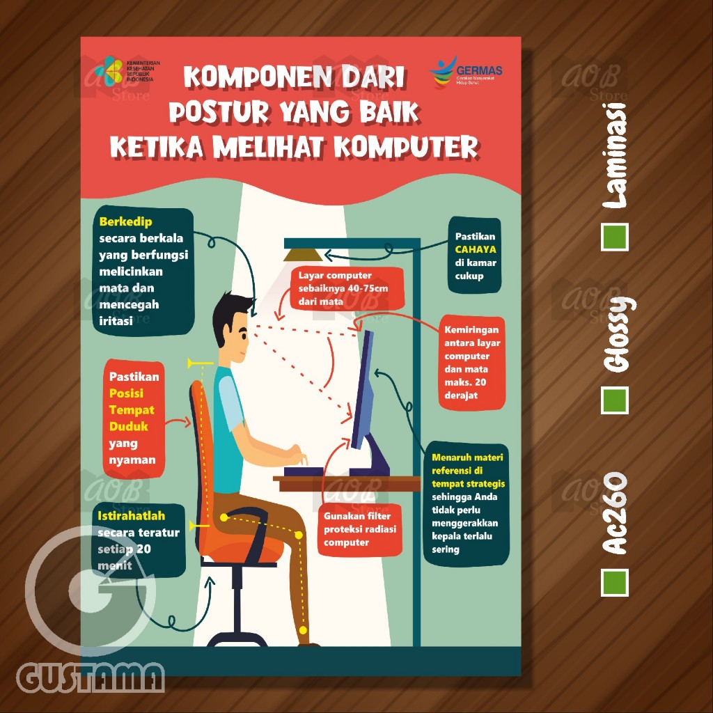 Jual Poster Postur yang Baik Saat Mengoperasikan Komputer A3 | Shopee ...