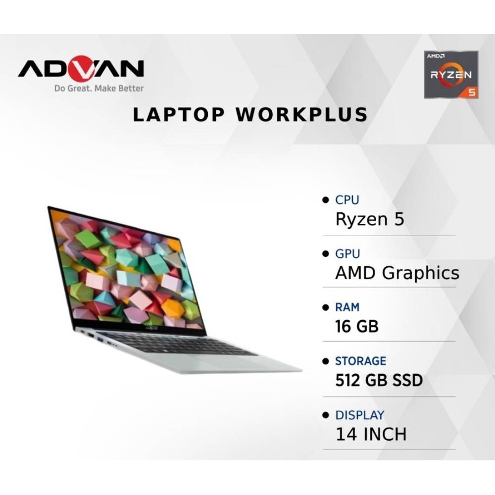 Jual Laptop Advan Workplus 1701 |Proc AMD R5-6600H | Ram 16GB | 512GB ...