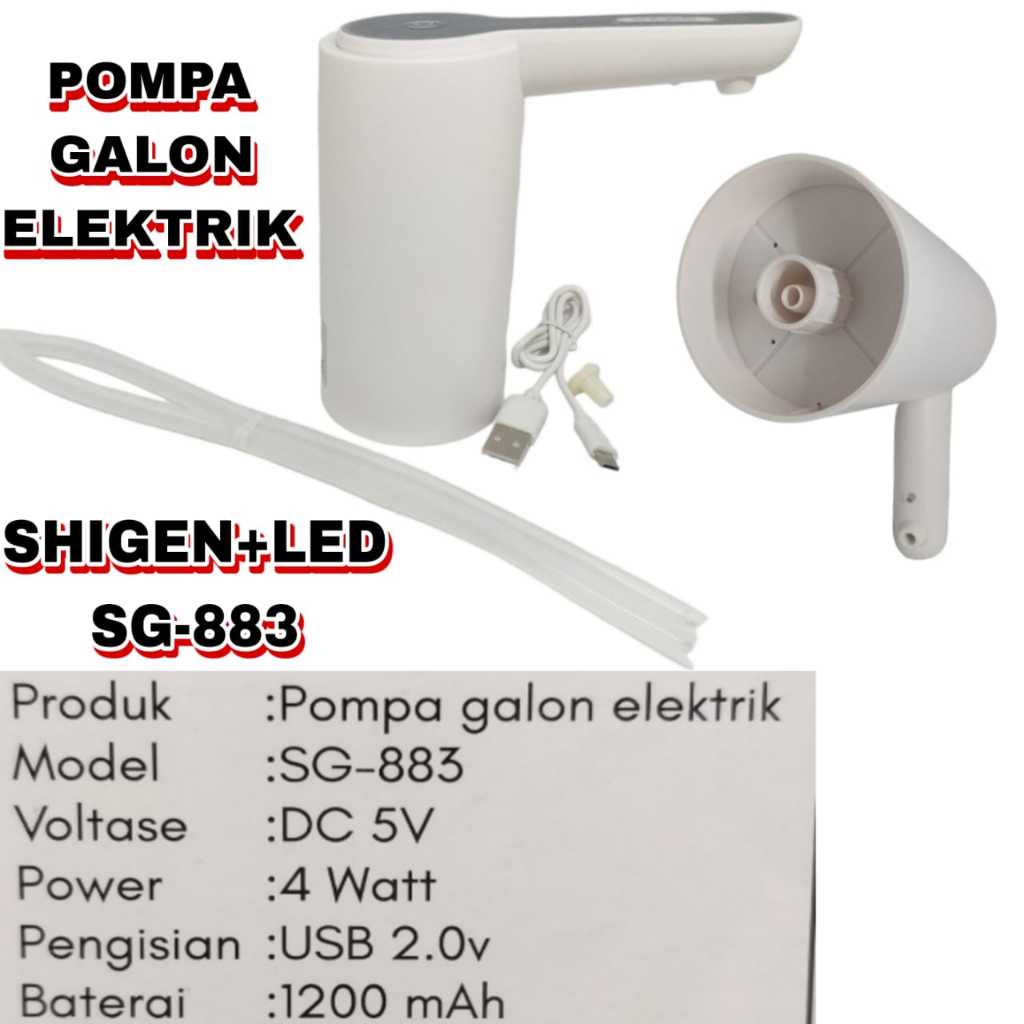 Jual POMPA GALON ELEKTRIK SHIGEN +LED SG 883 | Shopee Indonesia