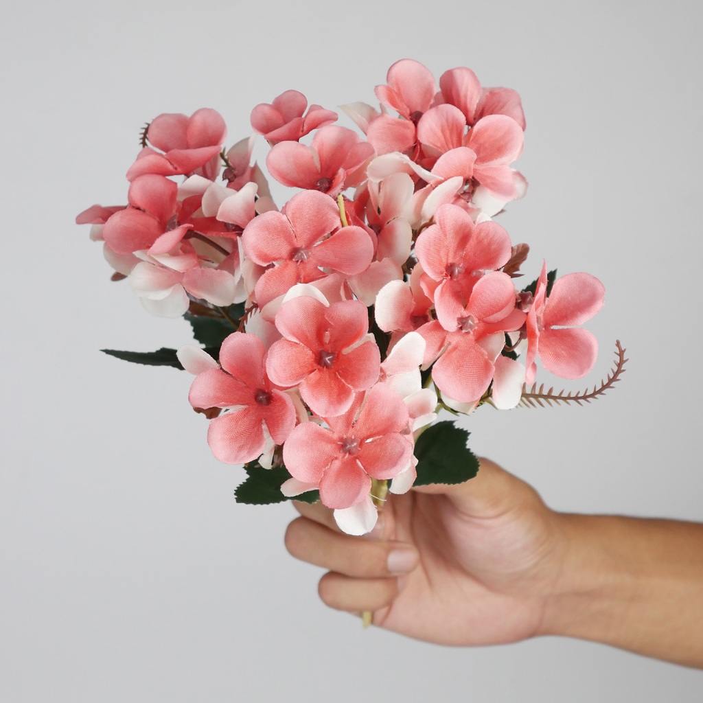 Jual Hortensia Mini Cabang 5 Bunga Hydrangea Tanaman Artficial Silk ...