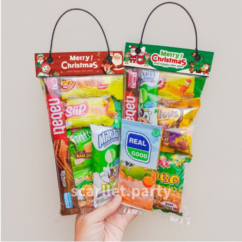 Jual [MINIMAL 10 PCS] GOODIE BAG MERRY CHRISTMAS SNACK NATAL BINGKISAN ...