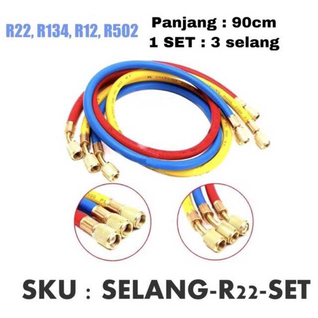 Jual 1 SET 3 SELANG MANIFOLD PENGISIAN FREON R22 R134 R12 R502 | Shopee Indonesia