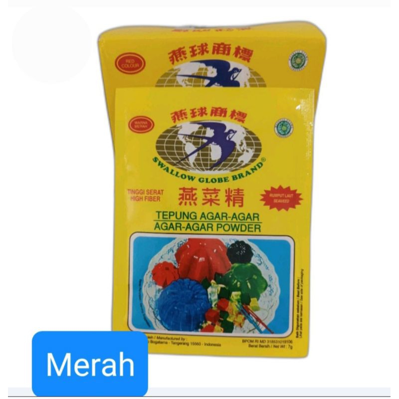 Jual Agar- Agar Swallow Globe Warna Merah 1 Box | Shopee Indonesia