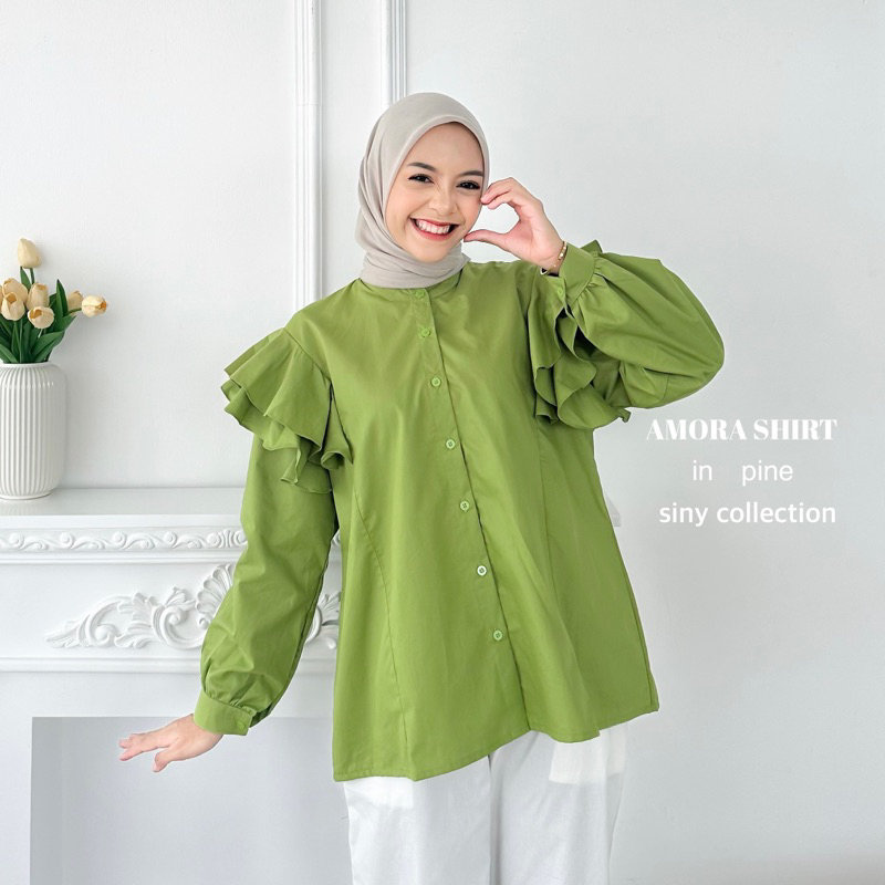 Jual Amora Shirt - Kemeja Ruffle Korean | Siny Collection | Shopee ...