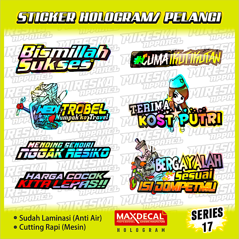 Jual Terbaru!! Stiker Viral Hologram Terlaris Racing Series 17 ...