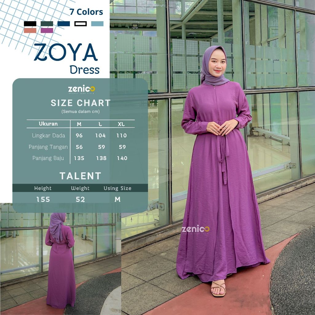 Jual ZOYA DRESS SIZE M,L,XL TERBARU BAHAN LINEN VISCOSE AIRFLOW PREMIUM ...
