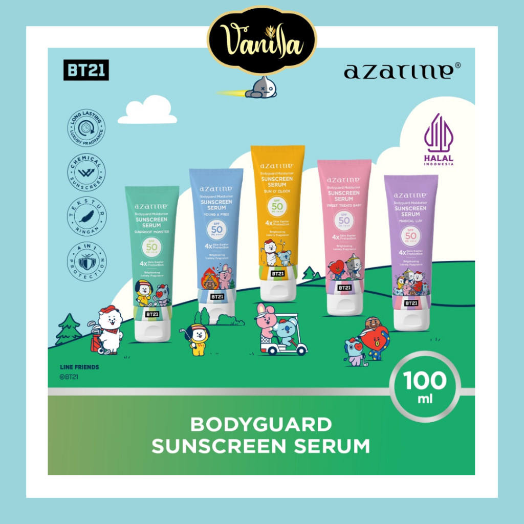 Jual Azarine x BT21 Body Guard Moisturizer Sunscreen Serum 100ml SPF 50 ...