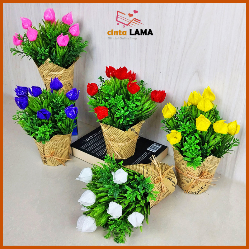 Jual Bunga Hias Tulip Plastik Sintetis Flower Artificial Tanaman Pot ...