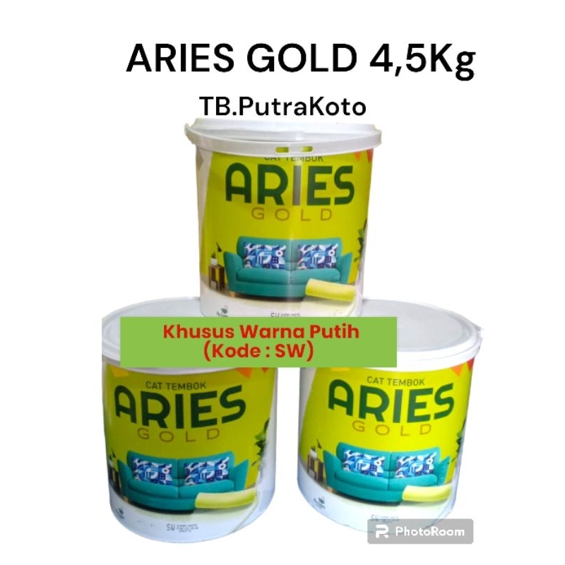 Jual ARIES GOLD Galon 4.5 KG ORIGINAL Cat Tembok Dinding Plafon INTERIOR SUPER WHITE PUTIH FREE ...