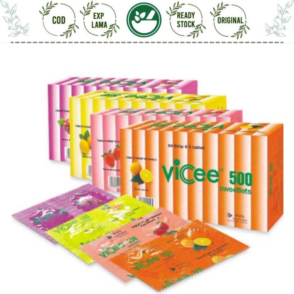 Jual 1 BOX VICEE RASA LEMON ORANGE GRAPE 50 STRIP 100 TABLET HISAP ...