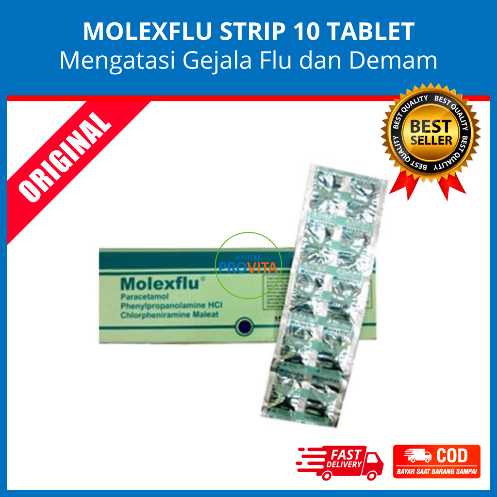 Jual MOLEXFLU STRIP 10 KAPLET - Obat Flu Demam Sakit Kepala Hidung ...