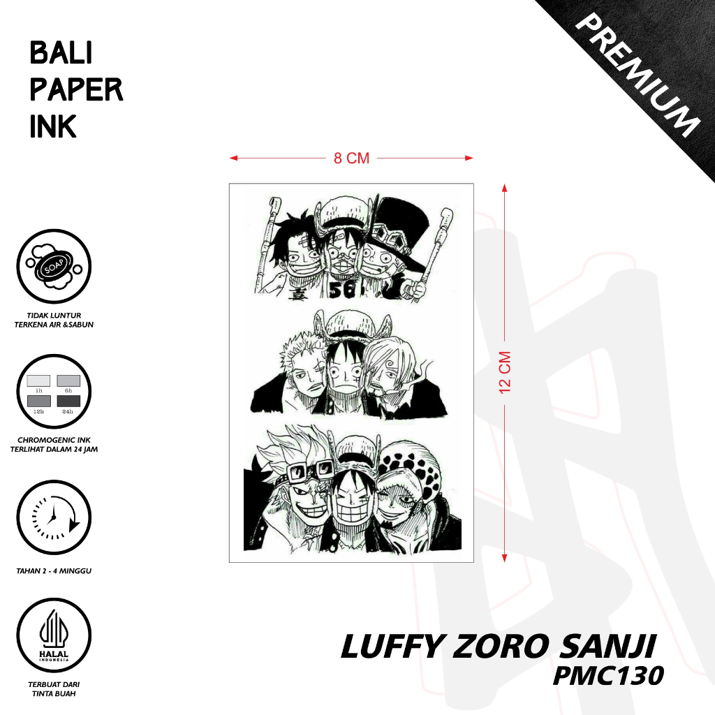 Jual Luffy Zoro Sanji PMC130 - Premium Tattoo - By Bali Paper Ink ...