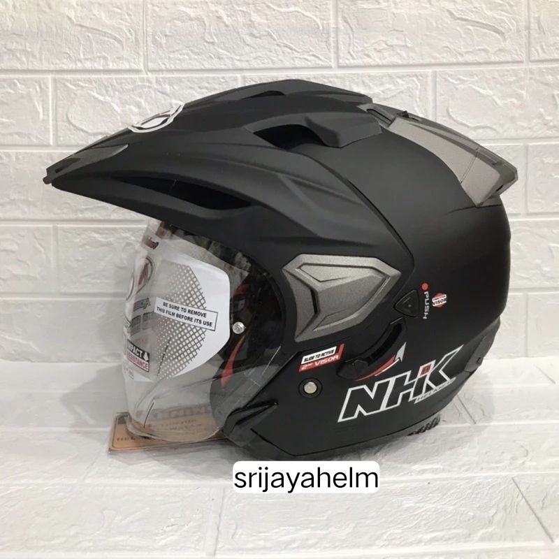 Jual HELM NHK PREDATOR CRYPTON FLAT BLAK DOBEL VISOR | Shopee Indonesia