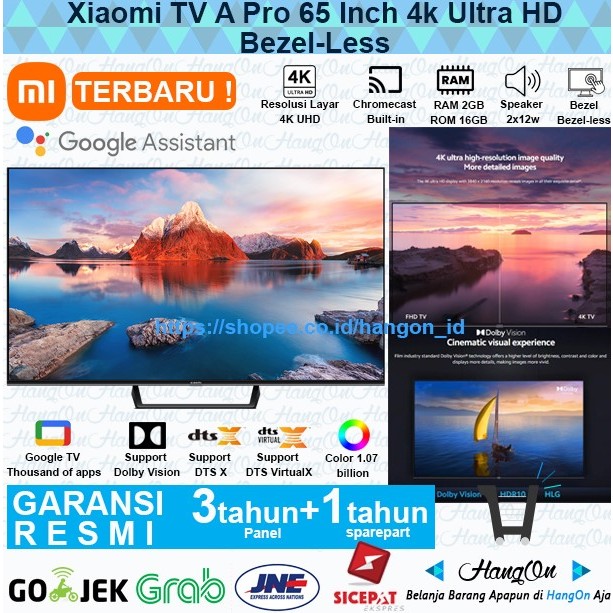Jual Xiaomi Smart TV A Pro 65 Inch 4K UHD Dolby DTS HDR 10 with Google ...