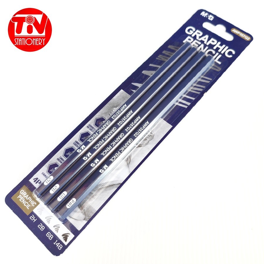 Jual Pensil Sketsa M&G Sketch / Graphic Pencil Set 4 (2H, 2B, 6B, 14B ...