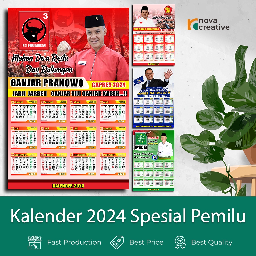 Jual Kalender 2024 Custom Cetak Kalender Partai Caleg Kalender Kampanye ...