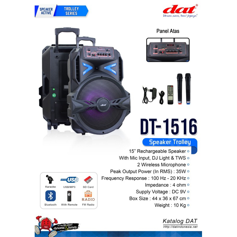 Jual SPEAKER DAT 15” DT-1516 BLUETOOTH GARANSI RESMI GOSEN palembang ...