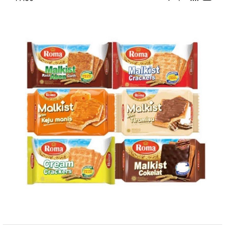 Jual Malkist Biskuit Roma All Varian Keju Manis / Abon / Belgian Choco ...