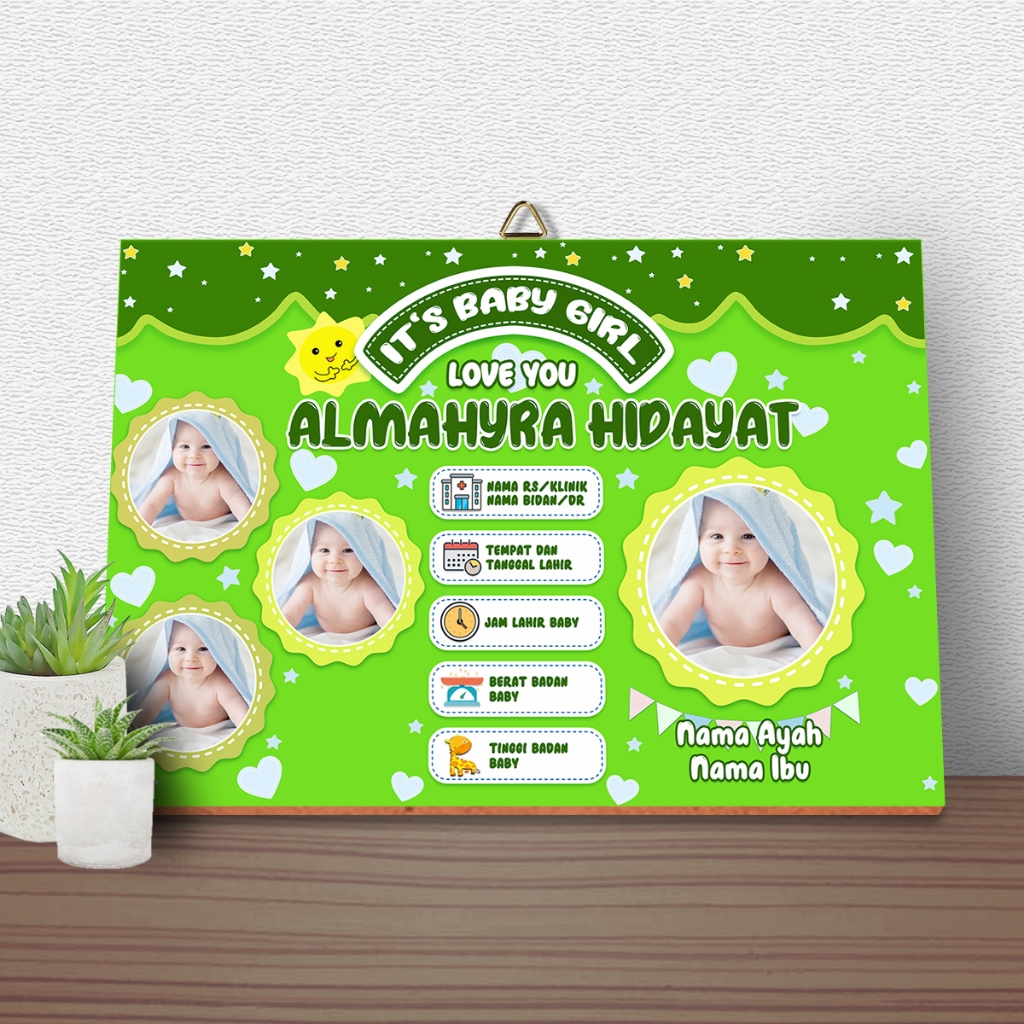Jual Biodata bayi custom lucu unik dan modern tema wana hijau | Shopee ...