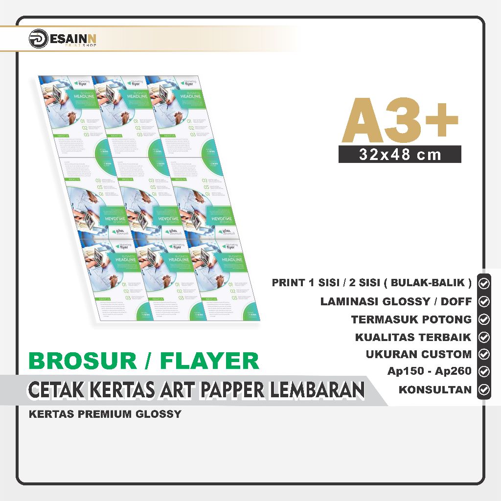 Jual CETAK BROSUR FLAYER CUSTOM A3+ | ART PAPPER 150 260 GSM | Ap150 ...