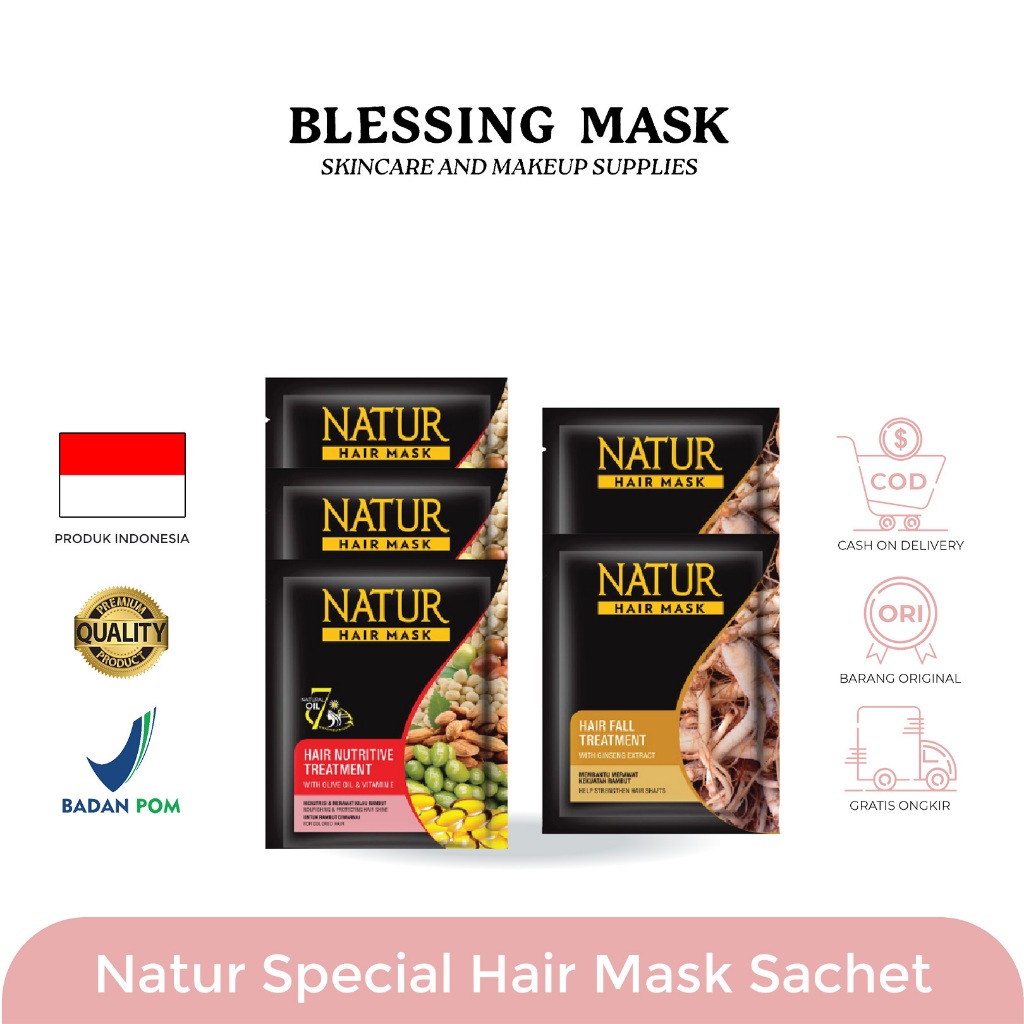 Jual Natur Hair Mask Ginseng | Aloe | Olive | Masker Rambut Rusak ...