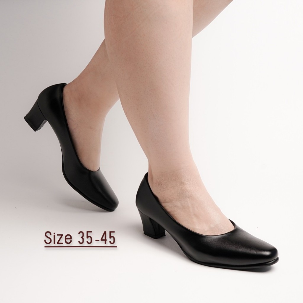 Jual Sepatu Pantofel Wanita Hitam Hak 5 Cm Big Size 35 41 42 43 44 45 ...